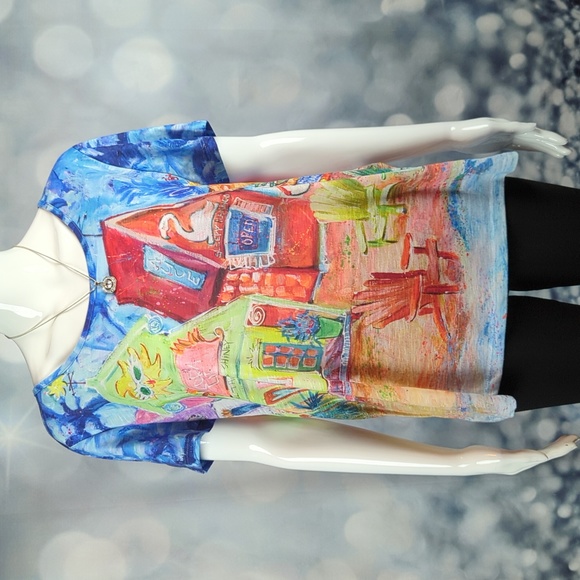 Leoma Lovegrove | Tops | Leoma Lovegrove Art To Wear Colorful Artsy ...